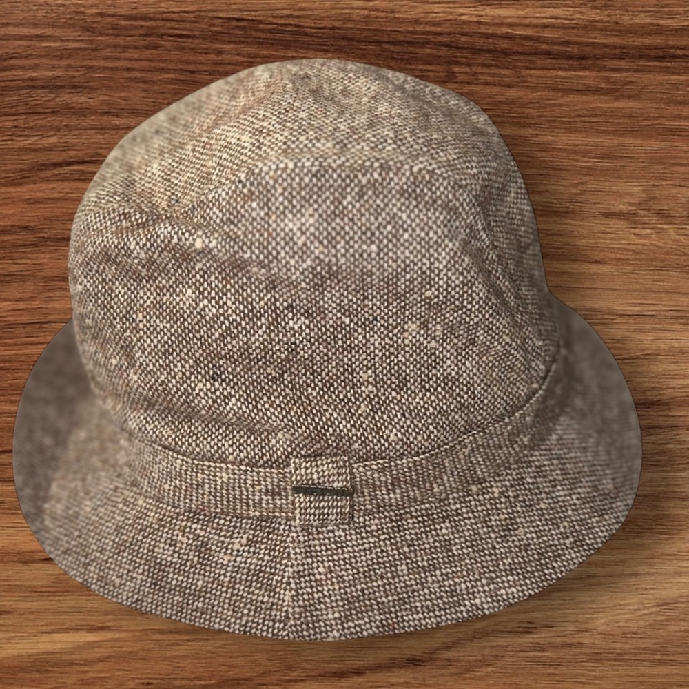 Vintage Stetson Brown Wool Tweed Fedora Bucket Hat Un… - Gem